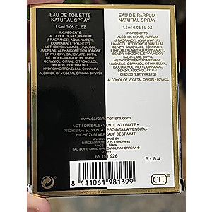 Carolina Herrera Good Girl EDP & Bad Boy EDT Sample Set Spray Vial 1.5 ml 0.05FL oz each