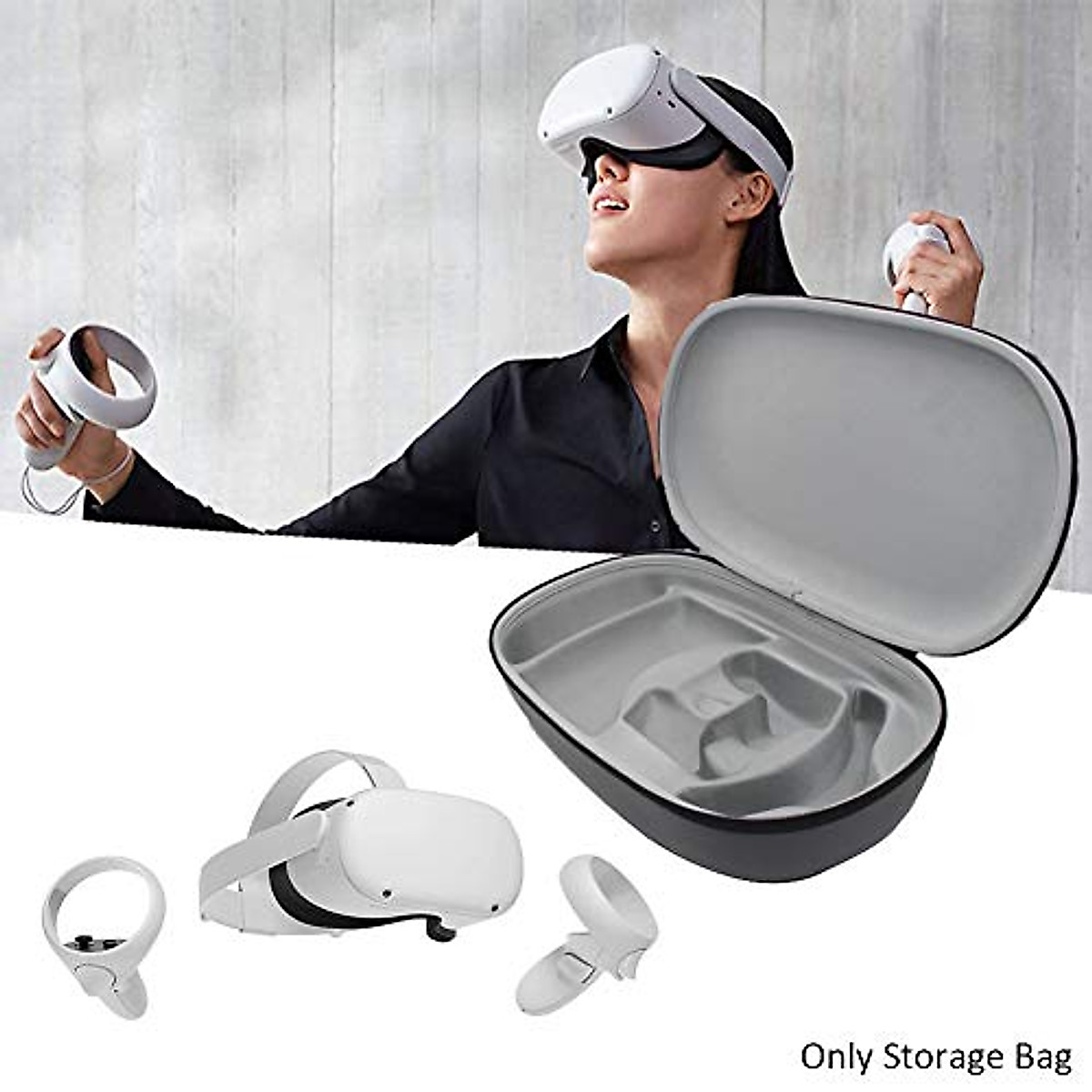 Quest 2 VR Gaming Headset Touch Controller Accessories Kit Oculus Quest 2 Case Accessories, Lightweight Portable Safeguard Hard Travel Storage Bag