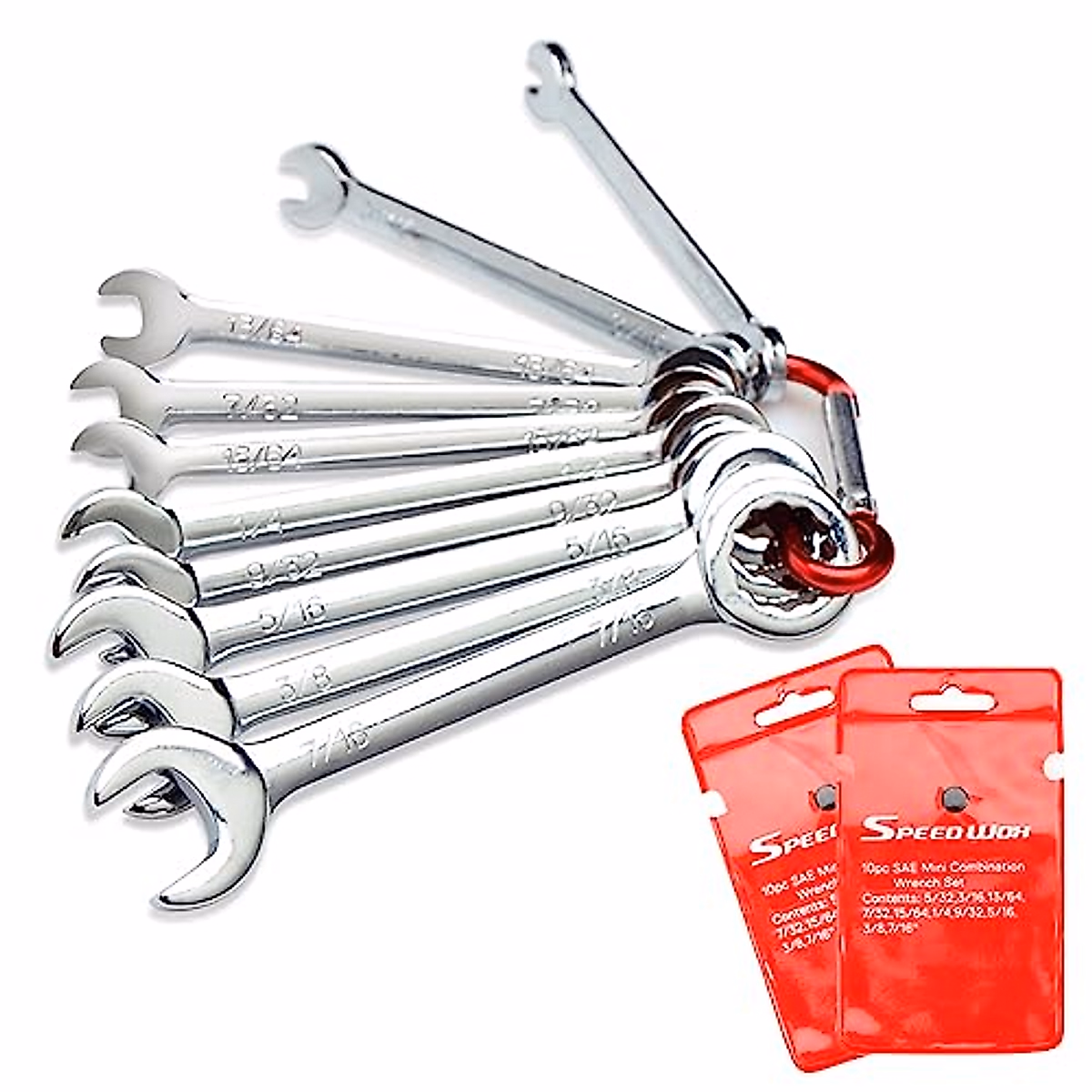 SPEEDWOX Mini SAE Wrench Set, 10-Piece, Open/Box End, Made of High Carbon Steel, Heat Treated for Strength and Durability