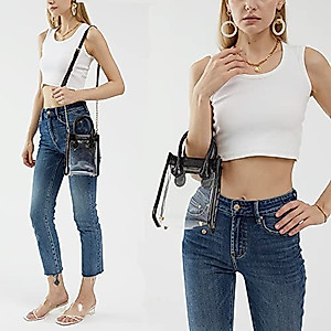 Clear PVC Shoulder Handbag Women Crocodile Vegan Leather Mini Tote Cross Body Bag Purse (Black Croc)