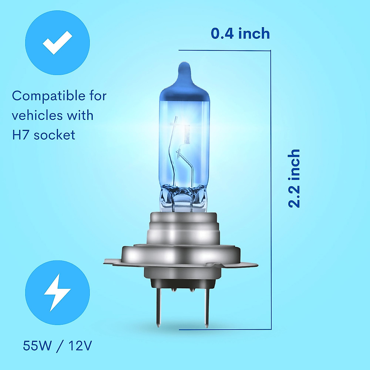 Diamond Vision 2x H11 12V 60/55W | Xenon Look | Halogen car headlights | 8500k Super-Ultra-White | Extremely durable | Replacement bulbs for automotive | PGJ19-2