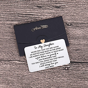 Mother To Daughter Wallet Card Inserts Valentine Gifts for stepdaughter from Mom Graduation Mothers Day 16 18th Birthday For Her Teen Adult Women Teenage Girls Inspirational Gifts Christmas