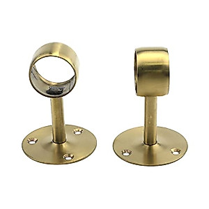 Coshar 4 PCS 1-1/2 Inch(38mm) Dia. Heavy Duty Stainless Steel Shower Curtain Closet Curtain Rod Holder Ceiling-Mounted & Wall-Mounted Bracket Closet Pole Flange Sockets Drapery Rods Supports - Gold