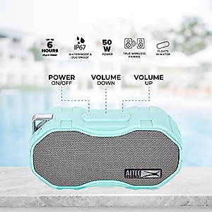 Altec Lansing Baby Boom XL - Waterproof Bluetooth Speaker, Wireless & Portable Speaker for Travel & Outdoor Use, Deep Bass & Loud Sound, 1 Pack, Mint