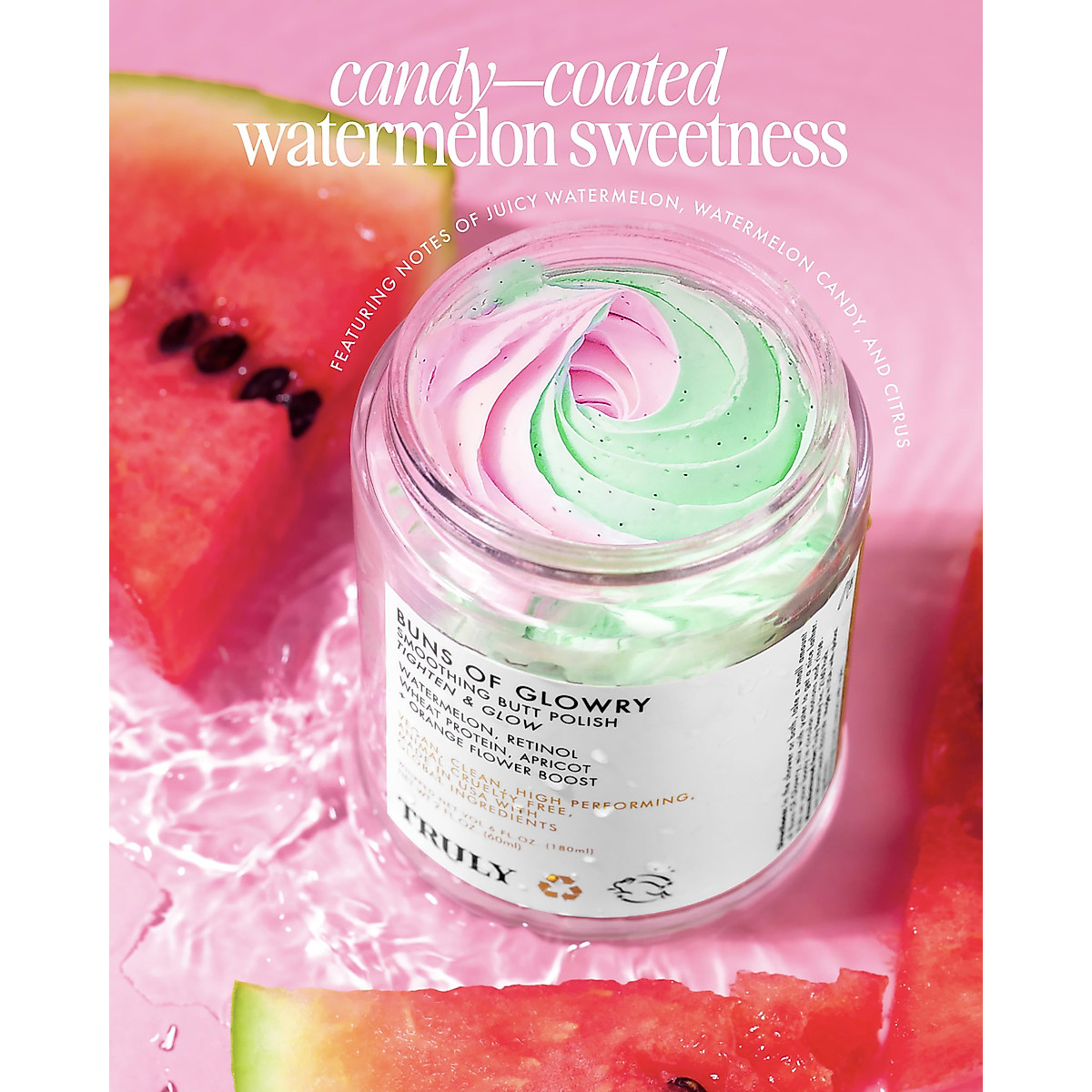 Truly Beauty Buns of Glowry Body Polish - Exfoliating Body Scrub - Brightening Body Scrubs for Women Exfoliation, Keeps Skin Hydrated, Helps Smoothen Cellulite and Stretch Marks - 2 OZ