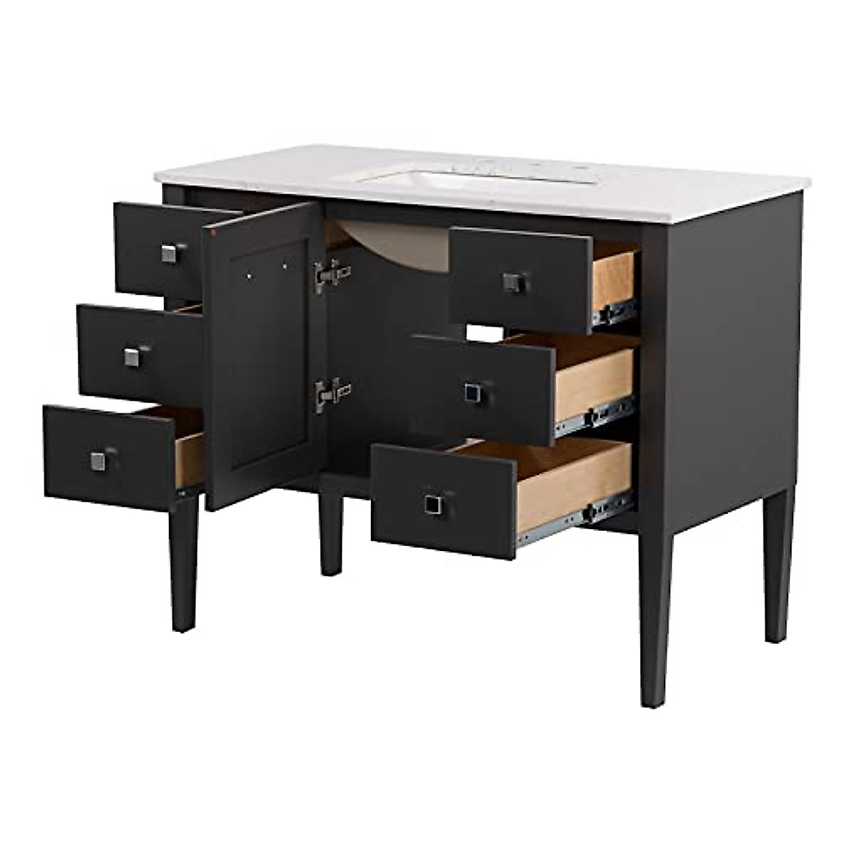 Spring Mill Cabinets Fordwin Bathroom Vanity with 1-Door Cabinet, 6 Drawers, Countertop with Undermount Sink, 43" W x 22" D 35.1" H, Shale Gray/Pulsar Top