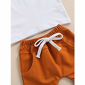 Baby Boys Clothes Sets Short Sleeve Letter Printed T-Shirt Tops + Solid Color Short Pants (White, 0-3 Months)