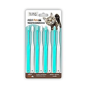 H&H Pets Toothbrush for Small Dogs & Cats - Soft and Small Toothbrush Designed for Cats, Puppies, and Small Breed Dogs Like Teacups, Chihuahuas, Yorkshire, and Poodle, 8 Count Pack