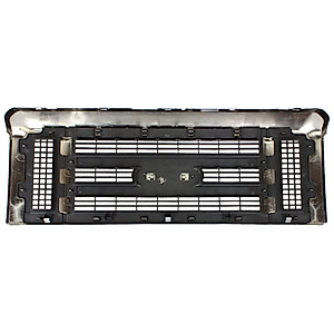 Evan Fischer Grille Assembly Compatible with 2008-2014 Ford E-150, Fits 2008-2014 Ford E-250, Fits 2008-2019 Ford E-350 Super Duty Plastic, Chrome Shell/Painted Gray Insert