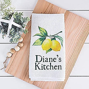 CANARY ROAD Custom Waffle Weave Dish Towel | Personalized Kitchen Towel | Housewarming Gift | Wedding Gift | Personalized Dish Towel | Housewarming Gift | Lemon Kitchen Towel