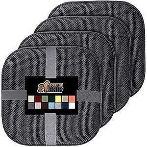 Gorilla Grip Memory Foam Chair Cushions, Comfortable Pads for Dining Room, Kitchen Table, Office Chairs, Stay in Place Backing, Comfortable Microfiber Seat Pad Cushion, Set of 4, 16x16, Gray
