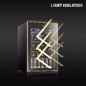 36 Bottle Wine Cooler/Cabinet Beveragerefrigerator Small Mini Red & White Wine Cellar Beer Soda Counter Top Bar Fridge Quiet Operation Compressor Adjust Temperature Freestanding Black