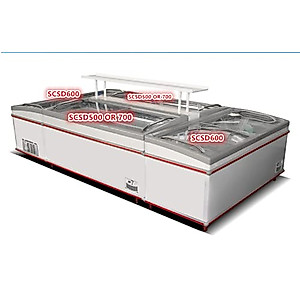 Chest Freezer for Supermarket Glass sliding Door 79" White Showcase Freezer Curve Display Top w/Storage Baskets - 25 Cu.Ft SDSC700