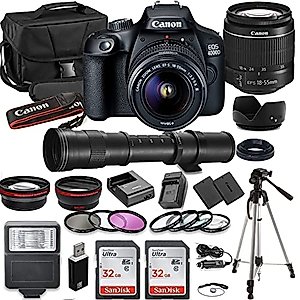 Paging Zone 4000D (Rebel T100) DSLR Camera Bundle with EF-S 18-55mm f/3.5-5.6 Lens + 420-800mm Telephoto Zoom Lens + Professional Kit