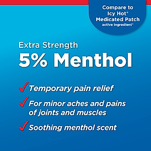 Amazon Basic Care Medicated Cold Hot 5% Menthol Patch, 7.87” x 3.93”, 15-Count Box (Previously HealthWise)