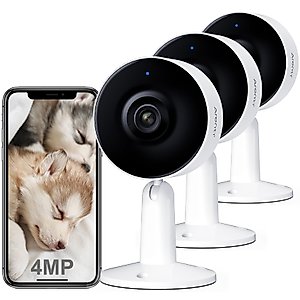ARENTI 4MP WiFi Security Camera Indoor, 3PCS Pet Dog Camera with Phone App, Plug-in Baby Home Puppy Cam, 2.4GHz, Motion Sound Detection, Night Vision, Two-Way Talk, Alexa and Google Compatible