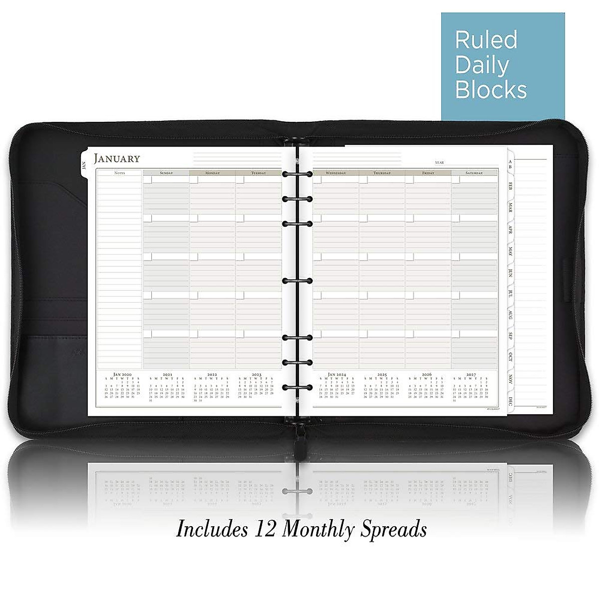 AT-A-GLANCE Genuine Leather Undated Starter Set, Folio Size, Black (038-0540-05)