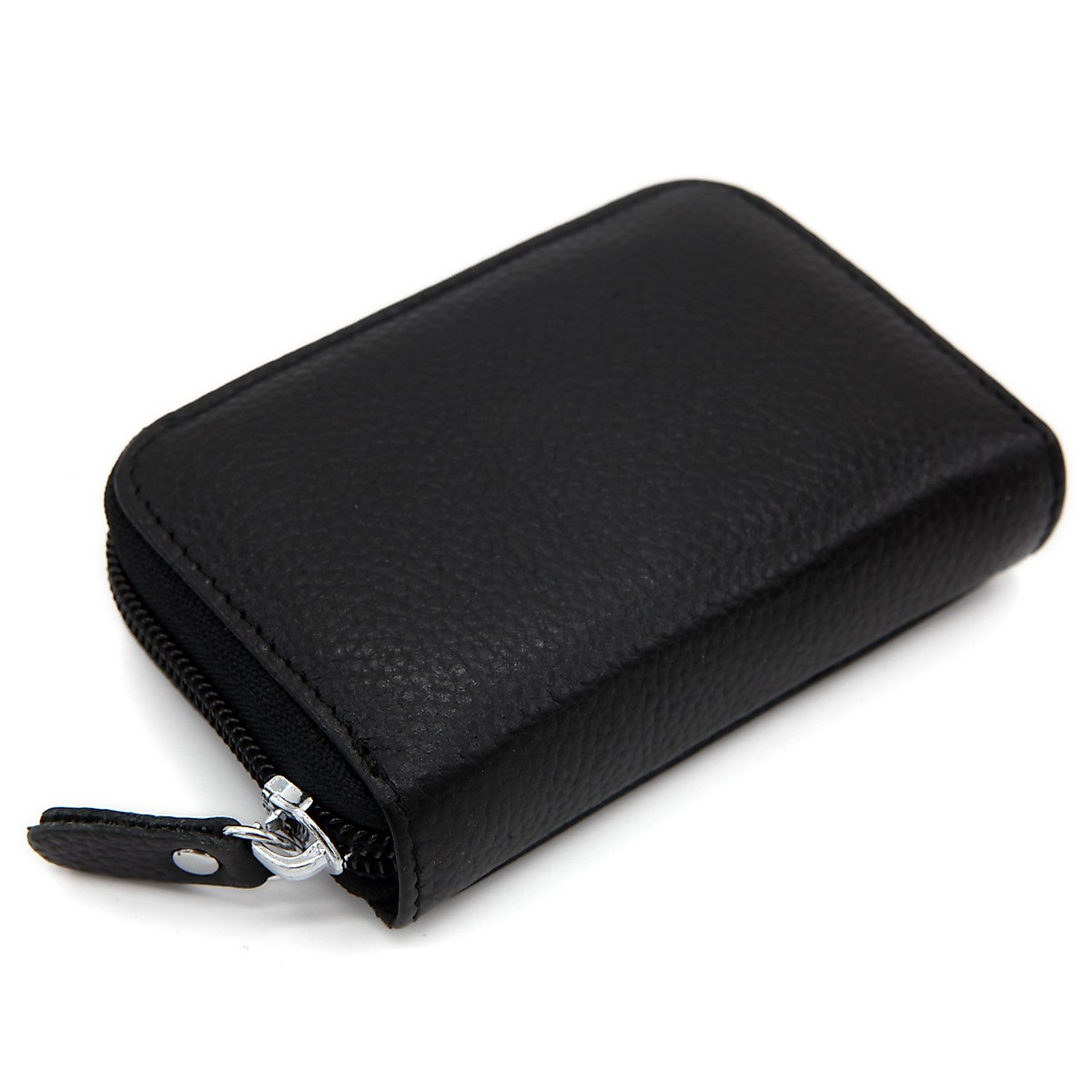 ZHOMA RFID Blocking Genuine Leather Credit Card Case Holder Security Travel Wallet - Black