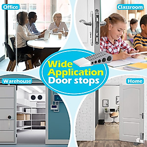 Soaoo 20 Pack Rubber Door Stoppers Bulk with Holder Door Stoppers for Bottom of Door Anti Slip Door Wedge Doorstop for All Floor Types (Gray)