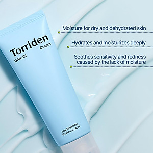 Torriden DIVE IN Cream 80ml (2.71 fl. oz.) | Facial Moisturizer for Sensitive, Oily Skin | Lightweight and Moistrul Creamy Texture | Hyaluronic Acid Cream, Allantoin