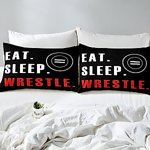 Wrestle Duvet Cover Sports Theme Bedding Set for Kids Boys Girls Teens Room Wrestling Decor Comforter Cover Set Super Soft Bedspread Cover 2Pcs Zipper Twin Size