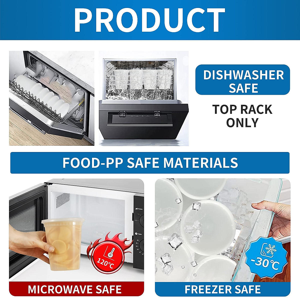 YUESING 40 Pack 32oz Deli Containers with Lids Food Storage Containers Plastic Deli Containers with Lids, Slime, Soup, Meal Prep Containers | BPA Free | Stackable | Leakproof | Dishwasher/Freezer Safe