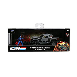 Jada Toys G.I. Joe 1:32 Stinger Die-cast Car with 1.65" Cobra Commander Figure, Toys for Kids and Adults,Grey