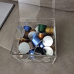 kekafu 2PCS Coffee Capsule Holder Clear Acrylic Box Coffee Pod Storage Coffee Pod Holder Dispenser Tea Bag Organizer with Lid