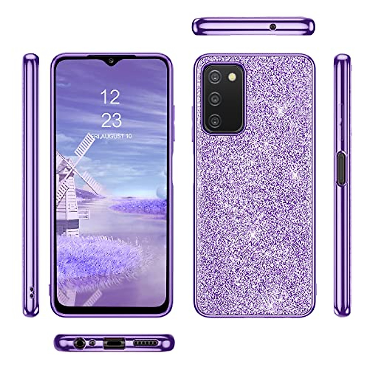 YINLAI for Samsung Galaxy A03s Case,Glitter Bling Sparkly Shiny Slim Women Girls Girly Soft TPU Silicone Hybrid Shockproof Protective Phone Cover for Samsung Galaxy A03s 6.5 inch 2021,Purple