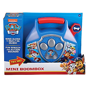 eKids Paw Patrol Toy Mini Boom Box, Built-in Music, Flashing Lights and Sound Effects, Lightweight Portable Musical Toy for Fans of Paw Patrol Toys and Gifts