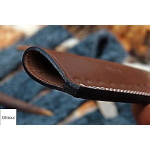 Ottoza Handmade Leather Knife Sheath SIDE DRAW Knife Sheath - Bushcraft Knife Sheath - Hunting Knife Sheath - Survival Knife Sheath - Vertical Knife Sheath Dark Brown TOP GRAIN LEATHER No:111