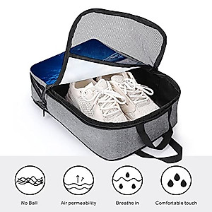 Frcavbin Division Of Underwater Sunset Waterline Travel Shoe Bag Shoes Carrier with Handle and Zipper Foldable Shoe Puches Organizer for Home storage School starts