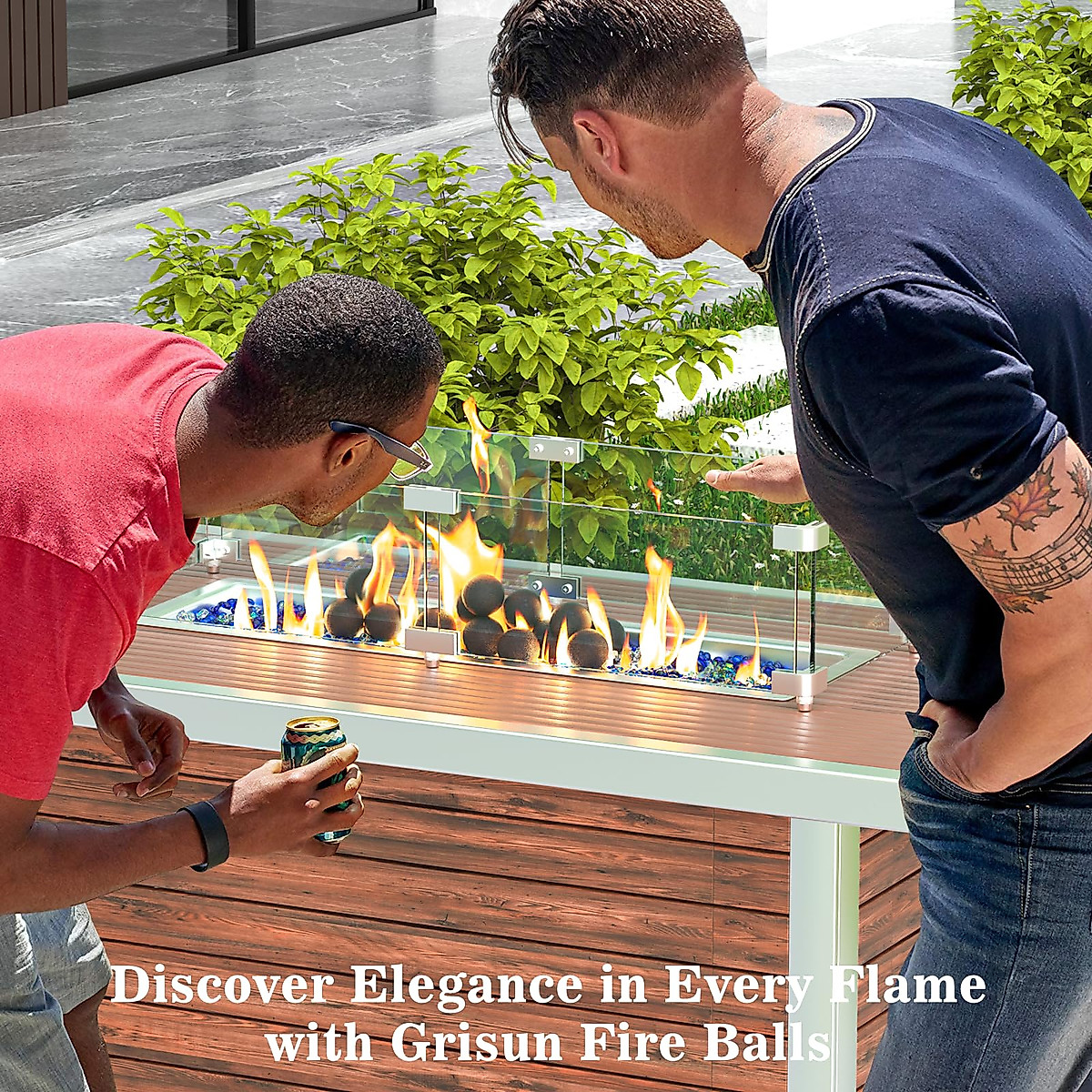 GRISUN Ceramic Fire Balls, 3 Inch Set of 15 Round Fire Stones for Indoor and Outdoor Fire Pits, Black Fireplace Rocks for Indoor Gas Fireplace, Fire Spheres, Ceramic Fire Pit Balls