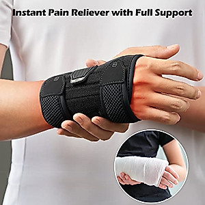 FREETOO Wrist Brace for Carpal Tunnel Relief Night Support with Soft Pad, Hand Brace with 3 Stays for Women Men Work, Adjustable Wrist Splint Fit Left Right Hand for Arthritis, Tendonitis(Left, S/M)