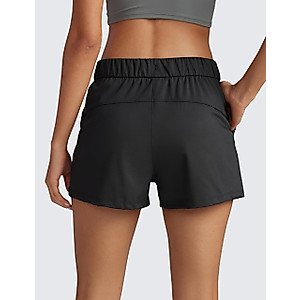 CRZ YOGA Stretch Shorts for Women Work Casual 2.5'' - Athletic Shorts with Pockets for Workout Travel Hiking Golf Black Medium