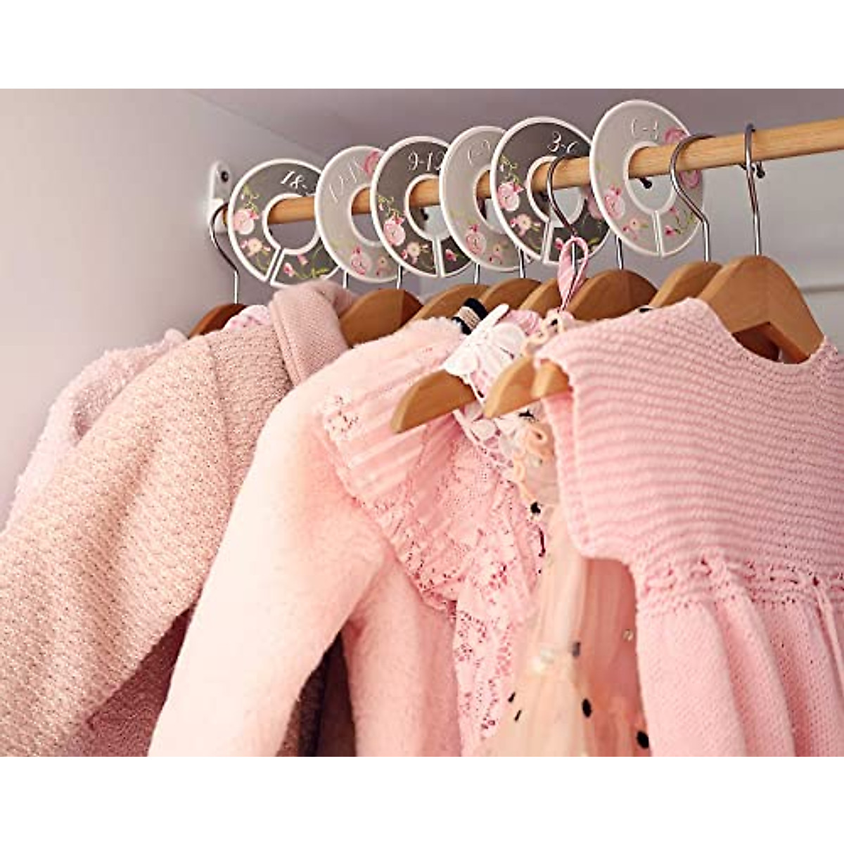 Mumsy Goose Nursery Closet Dividers, Closet Organizers, Baby Girl Clothes Organizers Pink Grey Floral