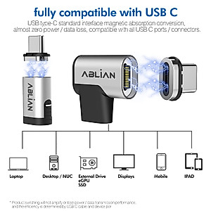 USB C Magnetic Adapter 240W 2PCS, Straight and 90 Degree Right Angle Magnetic USB C Adapter Detachable with 24 pin Fast Charging USB4 40Gbps 8K60Hz, for Thunderbolt 3/4 Laptops and More USB C Devices