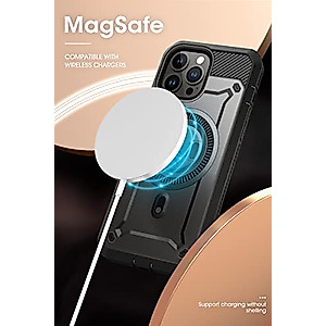 SUPCASE Unicorn Beetle Pro Mag Case for iPhone 14 Pro Max 6.7", Compatible with MagSafe Full Body Rugged Case with Built-in Screen Protector & Kickstand & Belt-Clip (Black)