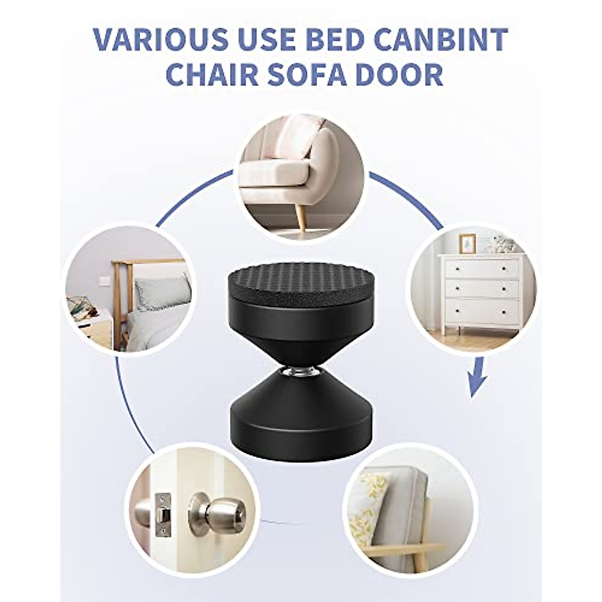 TOPHOME 2PCS Adjustable Bed Frame Anti-Shake Tool Adjustable Threaded Headboard Stoppers Fixer Antishake Telescopic Support Stabilizer for Room Wall, Beds, Cabinets, Sofa(42-47mm,Black)