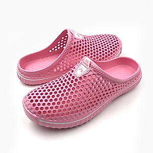 Amoji Garden Clogs Shoes Shower Sandals Yard Beach Plastic Rubber Summer 1702 Pink 8 Womenn/6 Men
