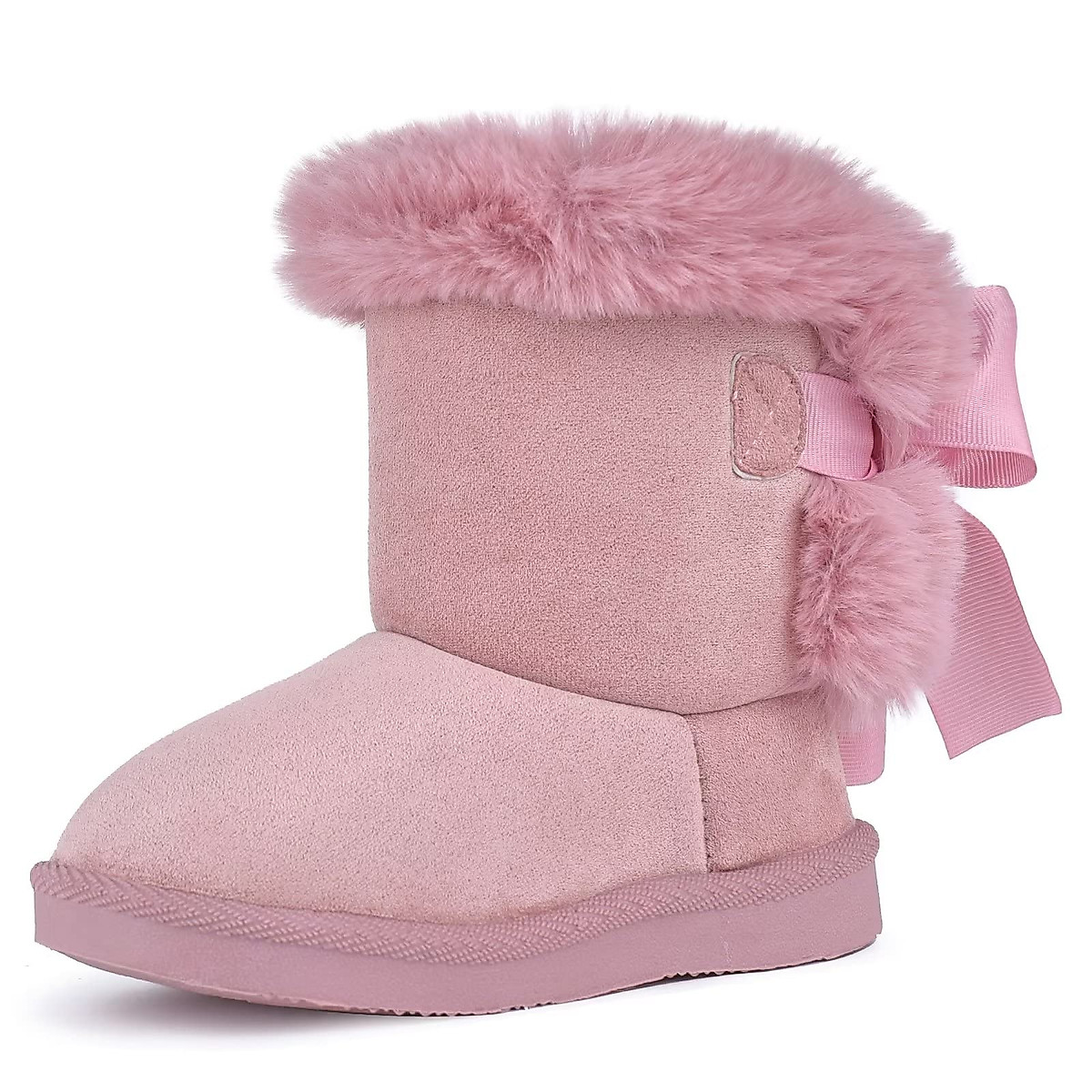 FANTURE Toddler Snow Boots for Girls Boys Winter Warm Fur Lined Kids Non Slip Outdoor Shoes (Toddler/Little Kid) U421ELTX04-Pink-21