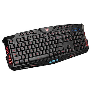 NC A877 114-Key LED Backlit Wired USB Gaming Keyboard Black