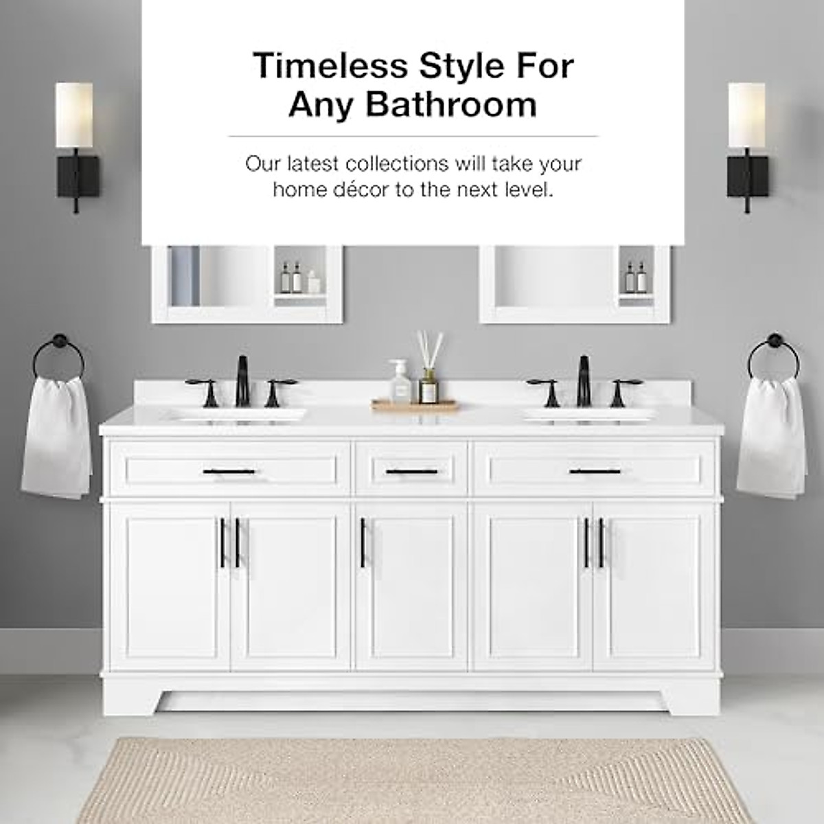 Ove Decors Emery 72 in. Double Sink Bathroom Vanity, in Pure White