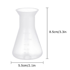 Baluue Erlenmeyer Flask 50ml Laboratory Conical Flask Plastic Erlenmeyer Flask Narrow Neck Clear Conical Flask with Scale for Laboratory School Educational Learning