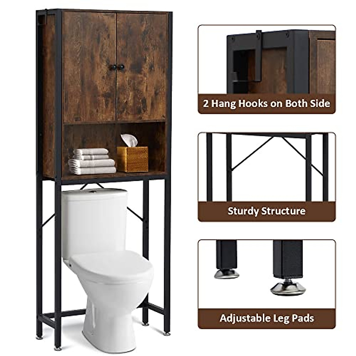 HLXZN Over The Toilet Storage Cabinet - Bathroom Space Saving Storage Organizer Cabinet, Bathroom Organizer Shelf, Toilet Storage Rack