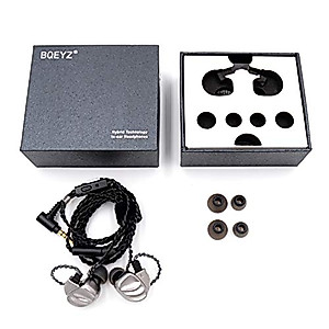 BQEYZ KC2 Quad Drivers Earphones HiFi Stereo Headset Noise Isolating with Detachable Cable (KC2 Silver with mic)