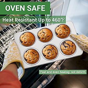 Herogo 2 Pack Stainless Steel Muffin Pan Tin for Baking, 6-Cup Metal Nonstick Cupcake Molds Tray Set for Making Egg Muffin, Mini Brownie, Easy to Clean & Quick Release, Oven & Dishwasher Safe