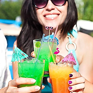 Hawaiian Luau Assorted Picks Tropical Cocktail Bamboo Toothpicks Flamingo Pineapple Beach Toucan Palm Leaf Handmade for Appetizers Food Drinks Luau Hawaii Beach Holiday Party Supplies (100 Pieces)