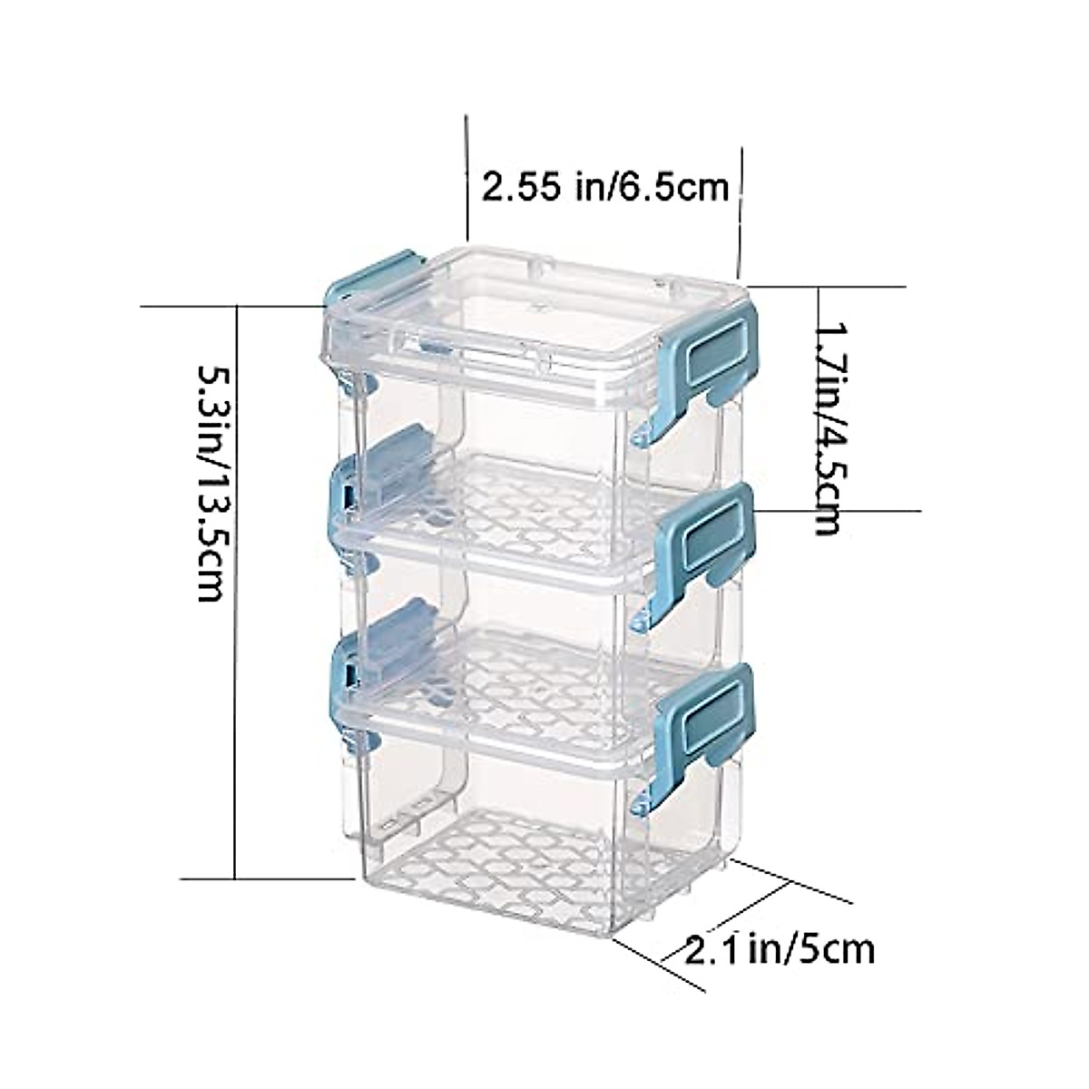 5 Pack Small Plastic Box, SIYOMG 3 Tiers Clear Plastic Organizer with Locking Lids, Small Plastic Storage Containers for Crafts, Stationery, Jewelry, Sewing Accessories Classroom Home Supplies