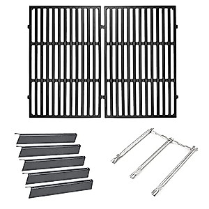 Hisencn 7638 7639 Cast Iron Grates, 7636 Flavorizer Bars and 69787 Burner Tube for Weber Spirit I & II 300 Series, Grill Repair Part Kit for Spirit E310 S310 E320 S320 E330 S330